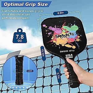 Dikoro Pickleball Paddles, USAPA Approved Fiberglass Pickleball Set with Pickleball Rackets, 4 Indoor Outdoor Pickleball Balls, Portable Pickleball Bag, Families Paddle Accessories for Men and Women