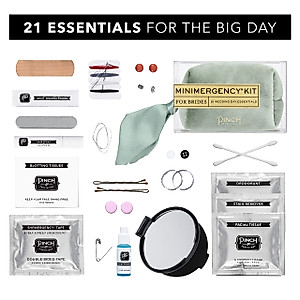 Pinch Provisions Minimergency Kit for Brides, Velvet Sage, Includes 21 Must-Have Emergency Essential Items for Your Big Wedding Day, Compact, Multi-Functional Zipper Pouch, Perfect Survival Kit Gift