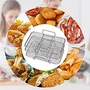 3PCS 19x12cm Stackable Baking Rack, Fryer Baking Rack Stainless Steel Grill Rack Stackable Cooling Rack Tray for 8QT Pot