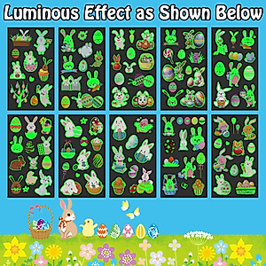 Partywind 115 Styles Luminous Easter Temporary Tattoos for Kids, Glow Easter Party Supplies Favors Decorations, Fake Tattoo Stickers with Easter Eggs for Basket Stuffers