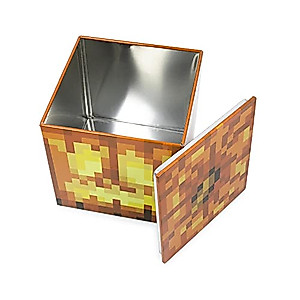 MINECRAFT Jack O'Lantern 4-Inch Tin Storage Box Cube Organizer with Lid | Basket Container, Cubby Cube Closet Organizer, Home Decor Playroom Accessories | Video Game Toys, Gifts And Collectibles