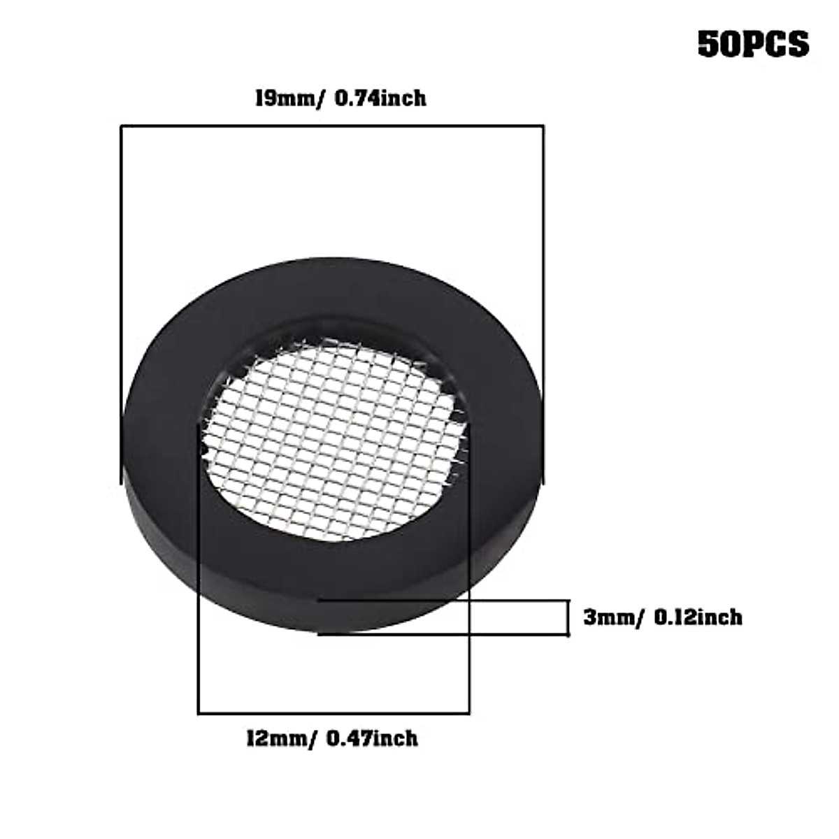 50PCS Stainless Steel Filter Garden Hose Washer Seal O Ring Gasket Water Faucet Rubber Washer with 40 Mesh for 1/2 Inch Garden Hose Water Faucet Shower Head