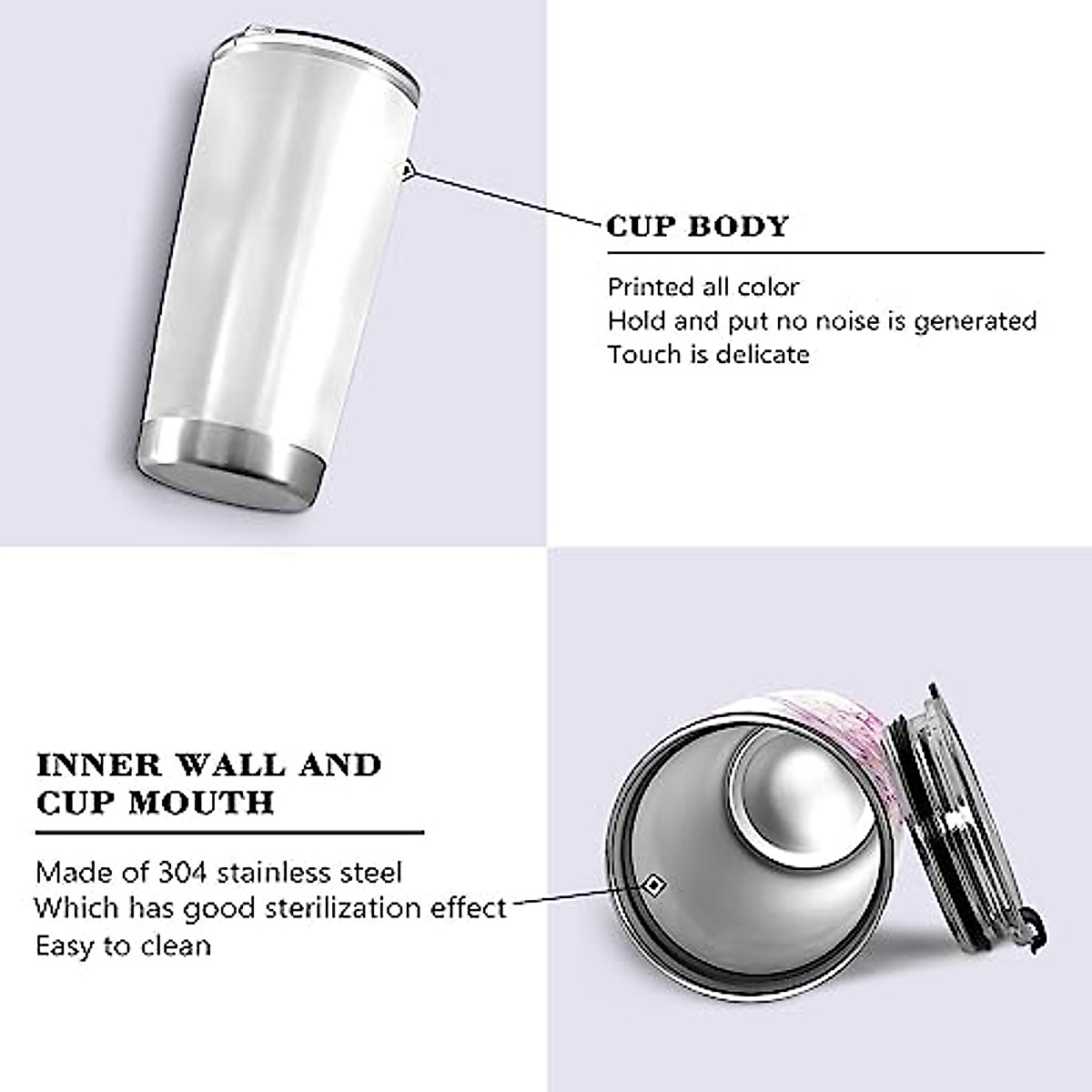 OTVEE 20 oz Tumbler with Lid and Straw, Vacuum Stainless Steel Insulated Coffee Travel Mug Cup, Double Walled BPF Free Leakproof Water Bottle Thermos for Sport Office, Floral Watercolor Alphabet F