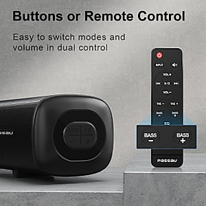 Passau Sound Bars for TV Speaker 22 Inch 60W Full-Range Divers, LED Display, Bass Adjustable, Bluetooth 5.3 Soundbar, HDMI(ARC)/USB/AUX Inputs, 5 EQ Surround Sound System TV Sound Bar for Home Audio