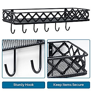 HOMERACK Key Holder for Wall, 6 Key Hooks, Wall Mount Key Rack with Mail Organizer, Metal Key Hanger for Entryway, Hallway, Office, Black