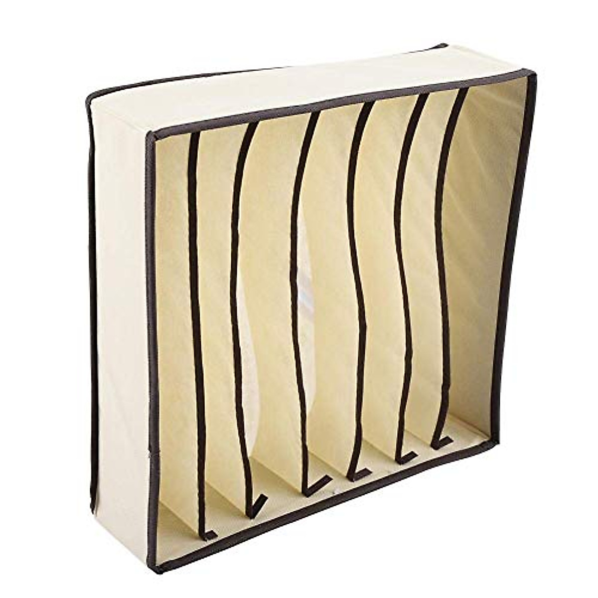AUNMAS Underwear Drawer Organizer, Clothes Organizer Drawers Foldable Portable Storage Box Divider Case Container for Underpants Bra Underwear Socks Ties (Beige-7 Cells)