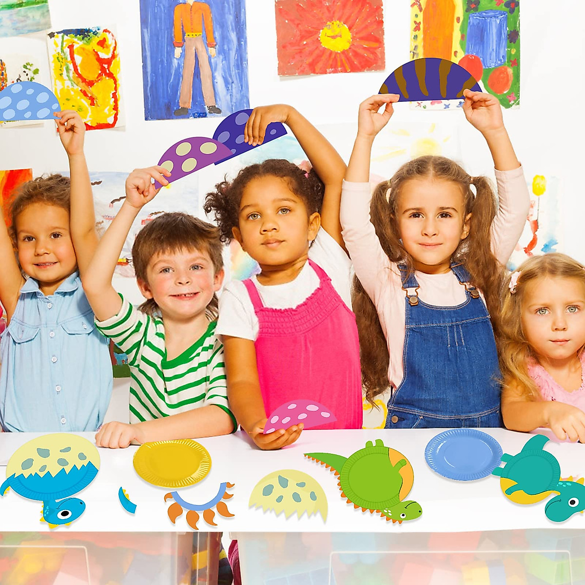 DISHIDIANZI Art Craft Gifts for Kids - 11 Paper Plate Art Kit Toys for Over 3 Years Old Boys Girls Toddlers, DIY Dinosaur Art Supplies for Kids Preschool/Party Gifts/Birthday/Christmas Game Crafts