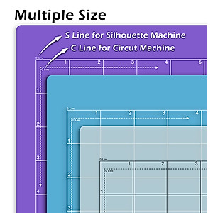 Cutting Mat Variety Suit for Silhouette Cameo 3 Packs 12” x 12” - Strong Grip, Standard Grip, Light Grip Adhesive Cutting Mat Replacement Set Matts Vinyl Craft
