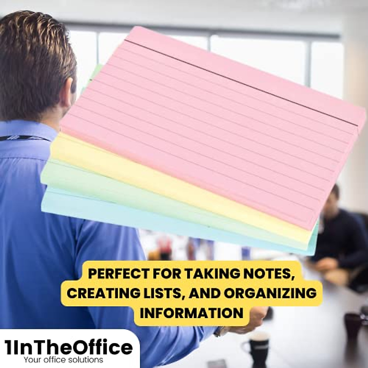 1InTheOffice Index Cards 3 x 5 Ruled Pastel Colored, Assorted 300/Pack