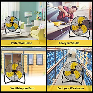 VENTISOL 18 Inch 3-Speed 4012CFM High Velocity Floor Fan, Heavy Duty Metal Industrial Fan for Warehouse,Workshop,Factory, Basement, Greenhouse, 360 Degree Tilt - ETL Listed, Black