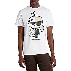 Karl Lagerfeld Paris Men's Karl Knight Printed Graphic Tee Shirt, White, M