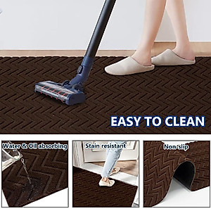 LITA Customized Size Hallway Runner Rug with Rubber Backing, Backed Non-Slip Waterproof, Washable Outdoor Indoor Carpet for Floor, Entryway, Kitchen, Laundry, Balcony, Garage, Brown Triangle, 2' x 10'