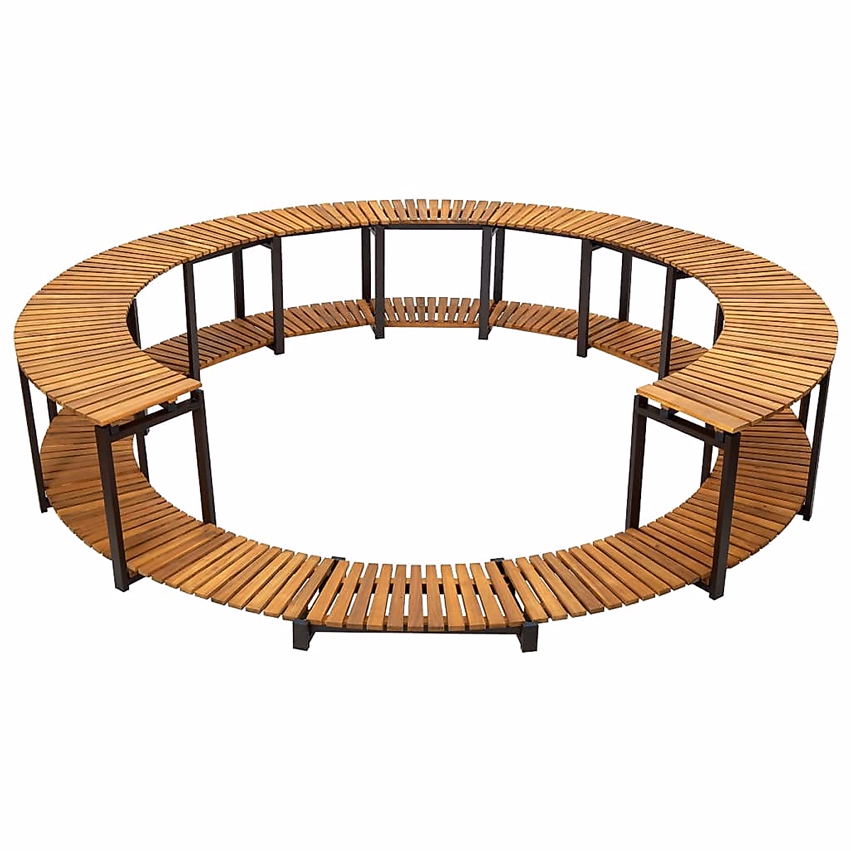 loibinfen Wooden Spa Surround Solid Acacia Wood Outdoor Massage Hot Tub Frame for Garden, Backyard, Patio Indoor Outdoor Use 107.5"x20.9" (Diameter x H) -AA