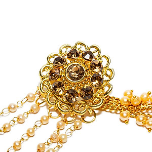 Bindhani Indian Bahubali Style Long Tassel With Multiple Small Jhumki Earring & Back Hair Chain For Women