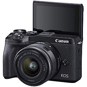 Canon EOS M6 Mark II Mirrorless Digital Camera with 15-45mm Lens and EVF-DC2 (Black) International Model (Renewed)