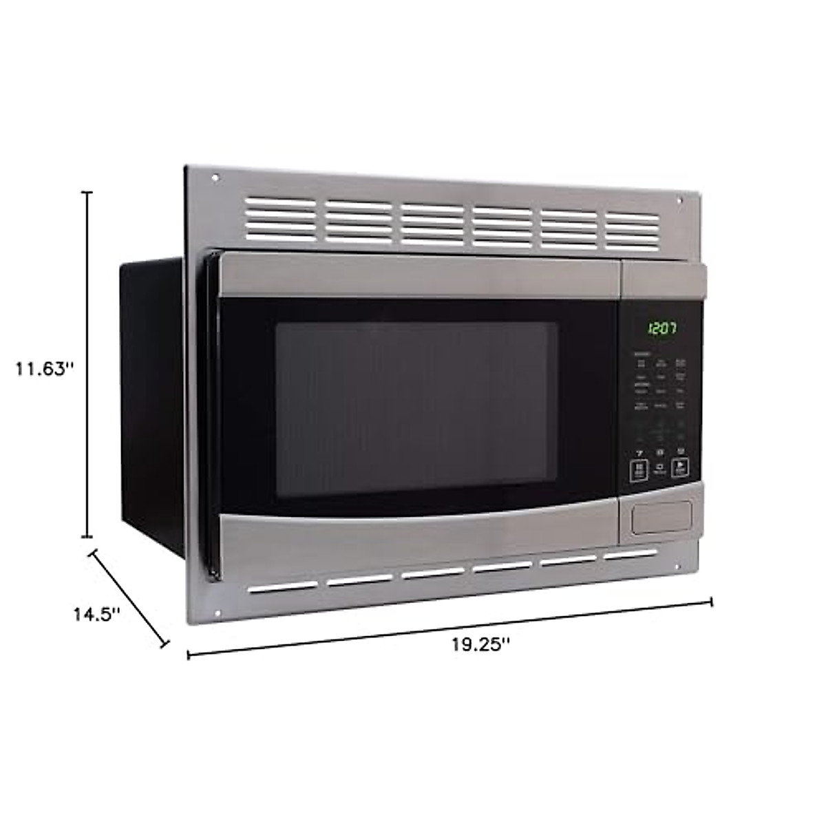 RV Stainless Steel Microwave Oven with Turntable - 1.0 Cu. Ft. Capacity | Includes Trim Kit for Easy Installation & Stylish Finish