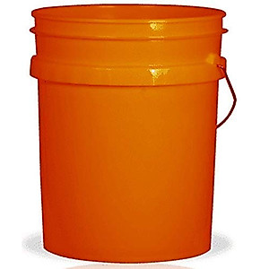 5 Gallon Plastic Buckets, Orange Color | 3 Pack | HDPE Plastic | Super Heavy Duty 90 Ml