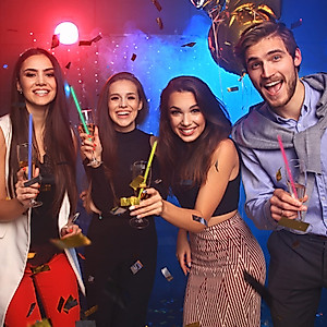 Lallisa 100 Pcs Halloween Glow in the Dark Straws light up straws neon drinking straws 8 inch multicolor Reusable Plastic Straws for 80s party Halloween Football birthday Party favors