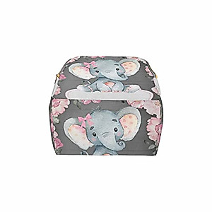 Newcos Personalized Baby Elephant with Blooming Rose Flowers Diaper Bag Nursing Baby Bags Nappy Bag Casual Travel Daypack for Mom Gifts