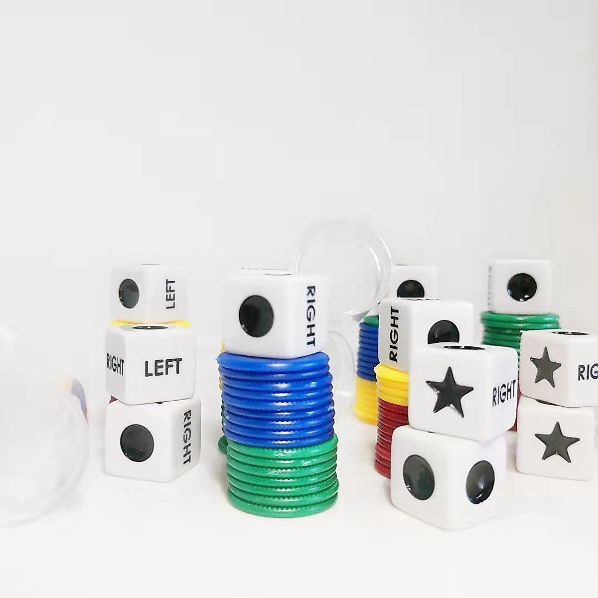 JHFY Left Right Center Dice Game Prime Set Bundle- 2 Pack Assorted Colors