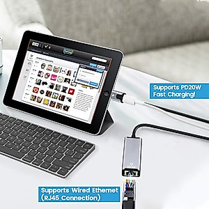 Ethernet Adapter Replacement for iPad Air 2 3, Phone 12/13/14/11 Pro Max/X, RJ45 LAN Wired Network Adapter with 20W PD Fast Charger, Plug and Play