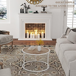 SAYGOER Marble Coffee Table Small Round Center Table Simple Modern Boho for Living Room Home Office, 27.6 * 27.6 * 17.7, Easy Assembly, Cream White Faux Marble