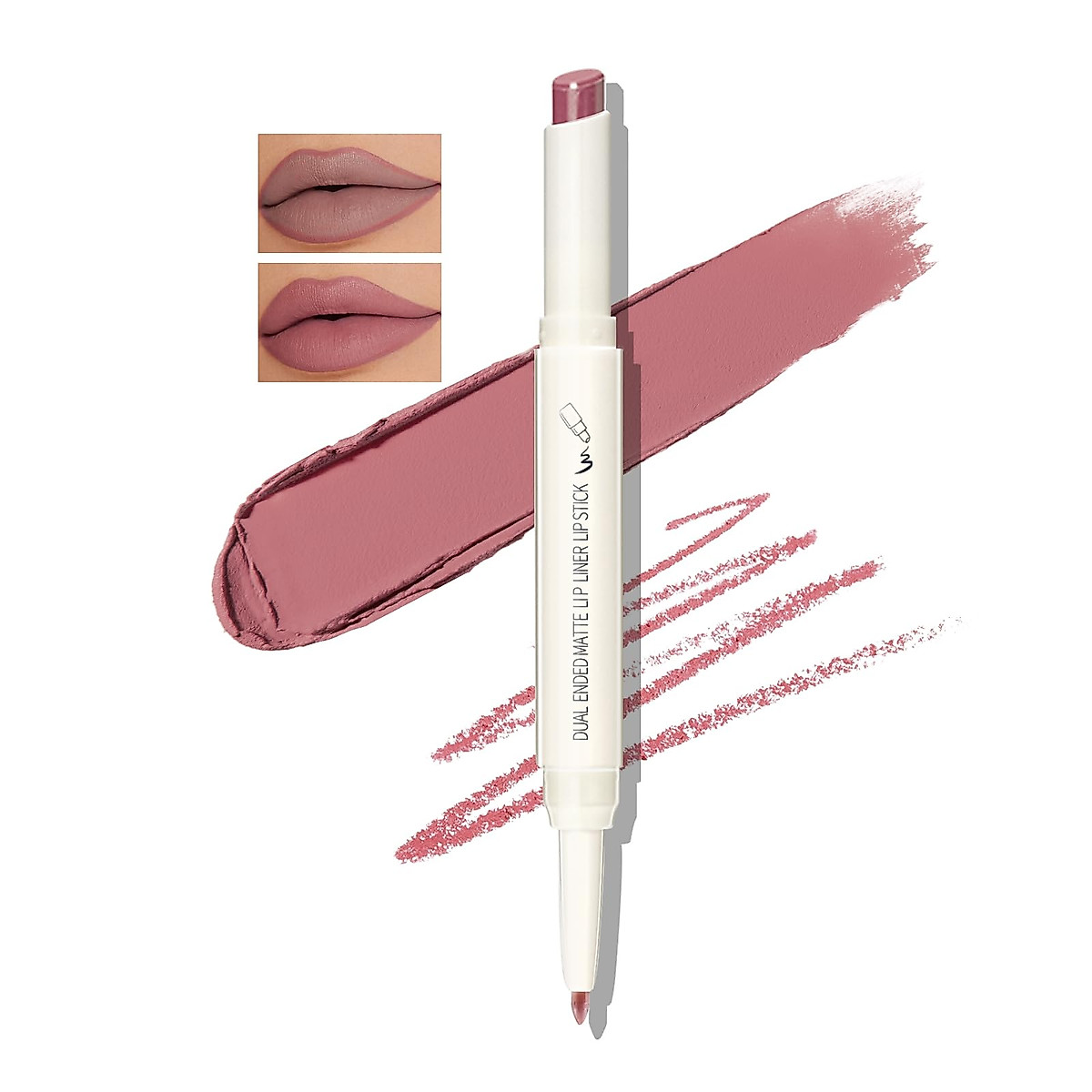 Boobeen Double-ended Lipstick Lip Liner Makeup Velvet Lipgloss Lipstick, Creamy Lip Pencil for Women Matte Long-lasting Matte Satin Finish, Nourishing and Non-fading
