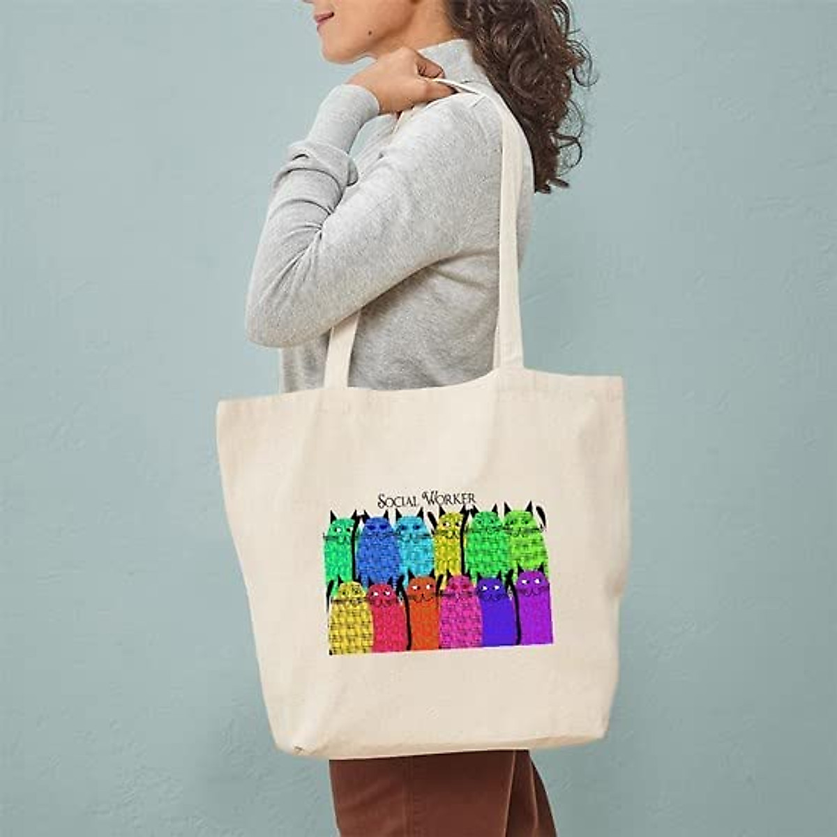 CafePress Social Worker Cats Horizi Blanket Tote-Bag Natural Canvas Tote-Bag,Shopping-Bag