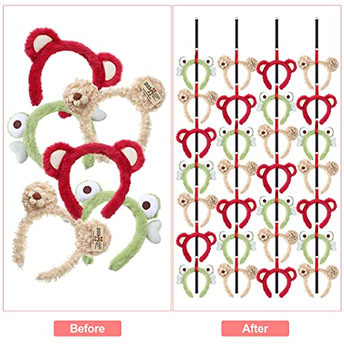 Riakrum 4 Pieces Mouse Ears Headband Holder Hair Bow Hanging Wall Display Decor Vertical Headband Organizer Storage Display Headpiece Hair Accessories Hanger Organizer for Women Girls