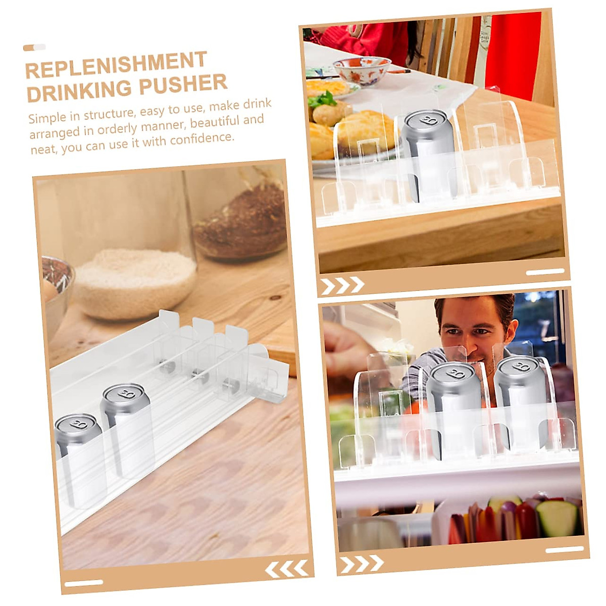 CAXUSD Bottle Sliding Organizer 1 Set Shelf Pusher White 35c Drinks Showcase Shop Drink Pusher Machine