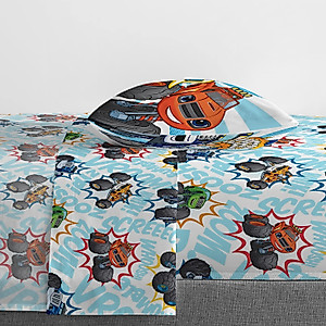 Jay Franco Blaze and The Monster Machines Off to The Races Toddler Size Sheet Set - 3 Piece Set Super Soft and Kid’s Bedding - Fade Resistant Microfiber Sheets (Official Blaze Product)