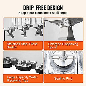 VEVOR Commercial Beverage Dispenser, 3 Tanks 18 L / 19 QT Per Tank Juice Dispenser, 512W Stainless Steel Ice Tea Drink Machine with 45°F-54°F Cooling Temperature, for Cold Drink Restaurant Bar Party