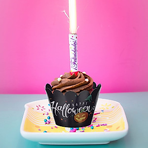 ABOOFAN 96pcs Halloween Cupcake Toppers Wrappers Bats Cupcake Picks Pumpkin Cupcake Case Liners Baking Cups Muffin Liners for Supplies Favors