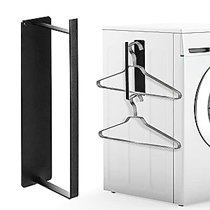 KKUYT Magnetic Hanger Organizer, Hanger Storage Stacker Holds up 40 Metal Coat Hanger, Hanger Rack for Washing Machine, Wall Mount Clothes Hanger Holder Rack to Keep Laundry Room Closet Tidy