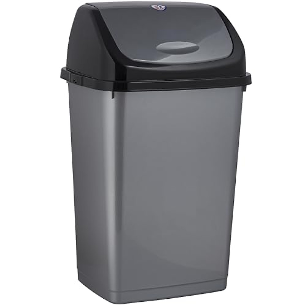 Superio Kitchen Trash Can 13 Gallon with Swing Lid, Plastic Tall Garbage Can Outdoor and Indoor, Large 62 Qt Recycle Bin and Waste Basket for Home, Office, Garage, Patio, Restaraunt (Grey/Black)