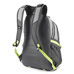 High Sierra Loop Backpack, Travel, or Work Bookbag with tablet sleeve, One Size, Steel Grey/Mercury/Neon Green