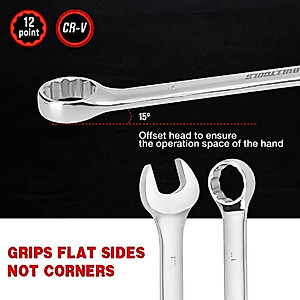 BULLTOOLS 32-Piece Combination Wrench Set, SAE and Metric 1/4"-1" & 7mm-22mm Wrenches Chrome Vanadium Steel Box End and Open End Standard Wrench Set with Case