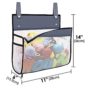 Linkidea 2 Pack Hanging Mesh Toddler Bath Toys Organizer, Kids Toddlers Bathroom Decor Bathtub Toy Holder, Large Capacity Multi Use Bathroom Shower Bathtub Toy Storage Hangs Bag