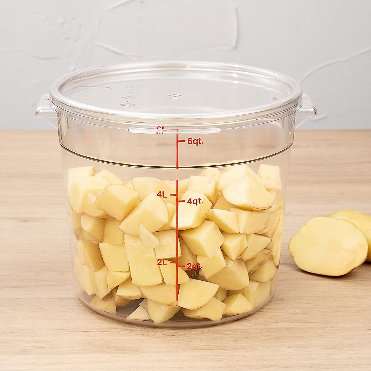 Restaurantware-LIDS ONLY: Met Lux Food Storage Container Lids, 10 Round Marinating Container Lids - Containers Sold Separately, With Date Indicator, Clear Plastic Lids, Dishwashable, Freezable