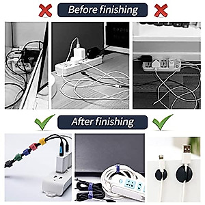 140 Pack Cable Cord Management Kit, DPISILYY 120+20 Fastening Hook Loop Cable Ties Straps Charger Cord Organizer for Desk Messy Cables PC Computer Accessories