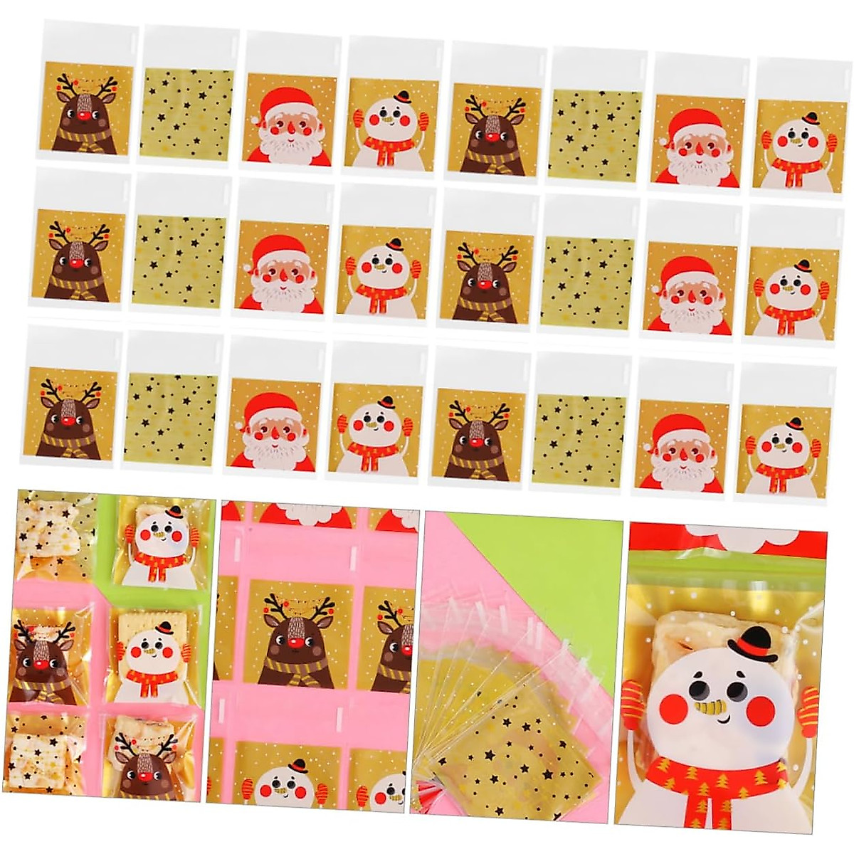 Cabilock 400pcs Baking Plastic Self-adhesive Bag Self Adhesive Biscuit Bag Christmas Treat Bags Cookie Gift Bags Plastic Packaging Bags Bake Bag Candy Bag Cookie Bag Elder or Baking Bag Red