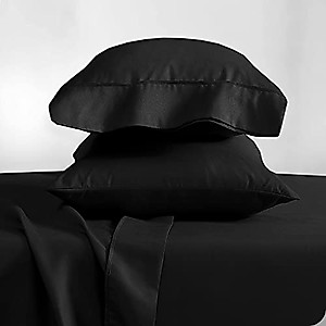 Microfiber Standard Pillowcase Set of 2 Black, Bed Pillow Covers, Ultra Soft (20 x 30) Inches, Solid Pillowcases with Open Closure, Machine Washable