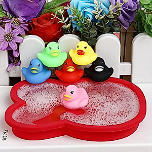 50 Pack Multicolor Mini Rubber Ducky Float Ducks Baby Bath Toy, Great for Jeep Ducking, Shower, Birthday Party, Carnival Game Gift(1.6"x 1.5" x 1.2". 6 Colors)