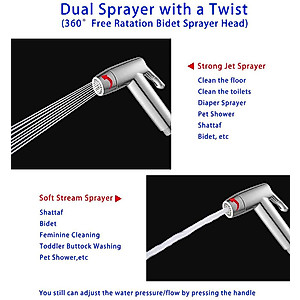 Handheld Bidet Sprayer for Toilet, Bidet Sprayer Shower Bathroom Water Spray Jet Spray Diaper Sprayer Feminine Hygiene Cleaning Premium Stainless Steel (Handheld Bidet Sprayer)