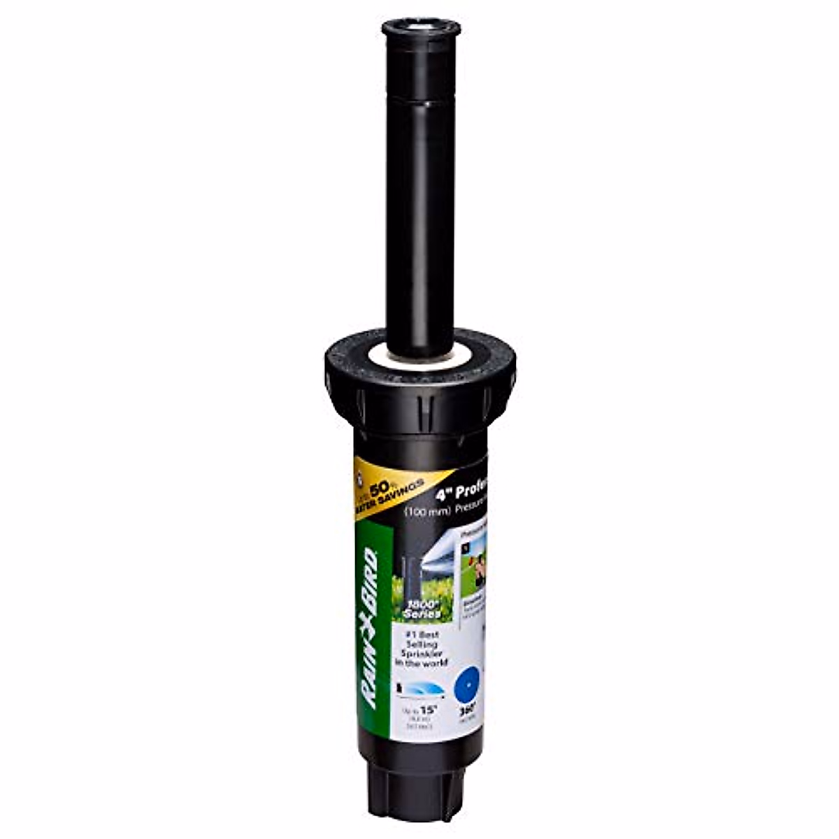 Rain Bird 1804FDSP25 Pressure Regulating (PRS) Professional Dual Spray Pop-Up Sprinkler, 360° Full Circle Pattern, 8' - 15' Spray Distance, 4" Pop-up Height