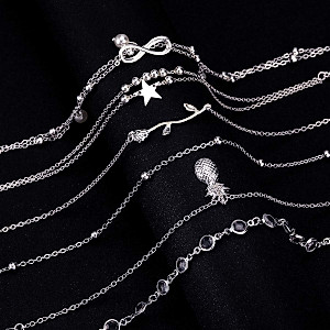 FUNEIA 12/16/30Pcs Ankle Bracelets for Women Gold Silver Rose Gold Charm Anklets Set for Teens Boho Layered Beach Adjustable Foot Chain Summer Beach Jewelry