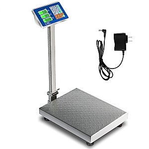 Giantex 660lbs Weight Computing Digital Scale Floor Platform Scale for Weighing Luggage Package Shipping Mailing Postal Scale with Accurate LB/KG Price Calculator, High-Definition Displa (Silver)