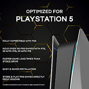 Fantom Drives - VENOM8 2TB NVMe Gen 4 M.2 Internal SSD - PS5 Memory Upgrade 3D NAND TLC 7400MB/s Solid State Drive w/ Heatsink (VM8X20-PS5)