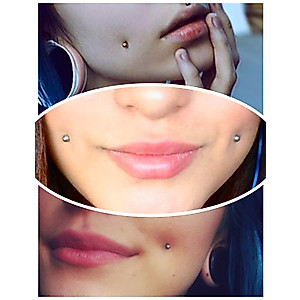 Kridzisw 14G Cheek Tongue Piercing Jewelry Flat Back Cheek Dimple Tongue Rings Stainless Surgical Steel Long Bar Ashley Lip Labret Rings Stud Piercing Jewelry Women Men 16mm Silver Black Rose Gold