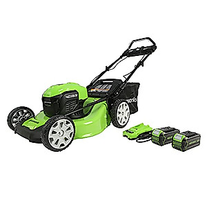 Greenworks 40V 21" Brushless (Smart Pace) Self-Propelled Lawn Mower, 2 x 4Ah USB (Power Bank) Batteries and Charger Included MO40L4413 & 40V Lithium-Ion Battery Charger (Genuine Greenworks Charger)